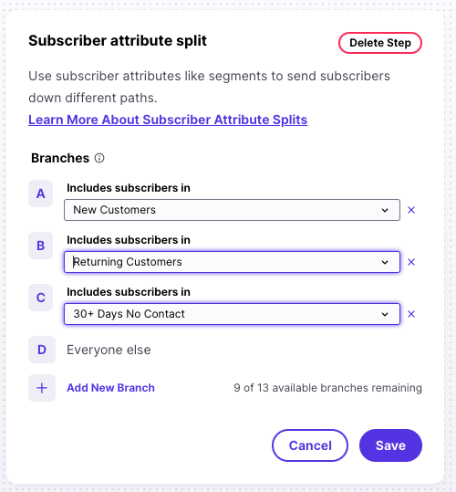 Subscriber Attribute Splits in Flow Builder – Postscript
